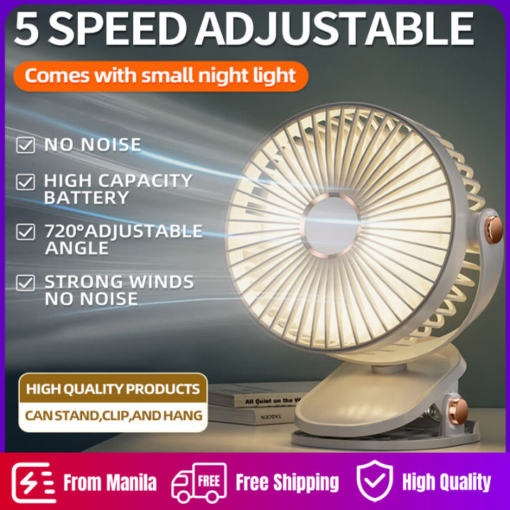 Mini Rechargeable Fan 10000mAh Portable Fan with LED Light Desk Fan ...
