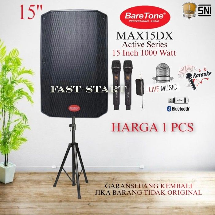 Speaker Aktif 15 Inch RMS 1000W BareTone MAX15DX Original Harga 1 Unit ...
