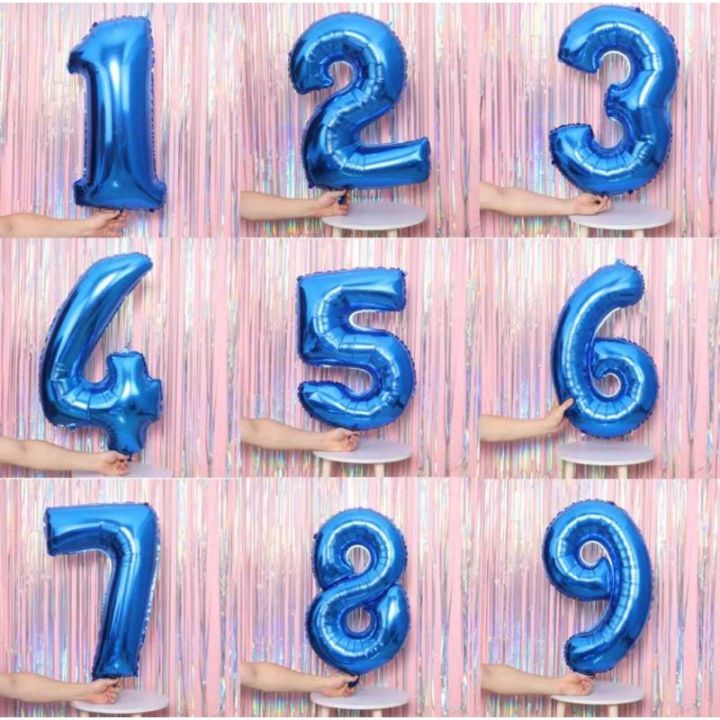 BALON ANGKA BIRU TOSCA POLOS 40CM / BALON FOIL ANGKA 40CM | Lazada ...