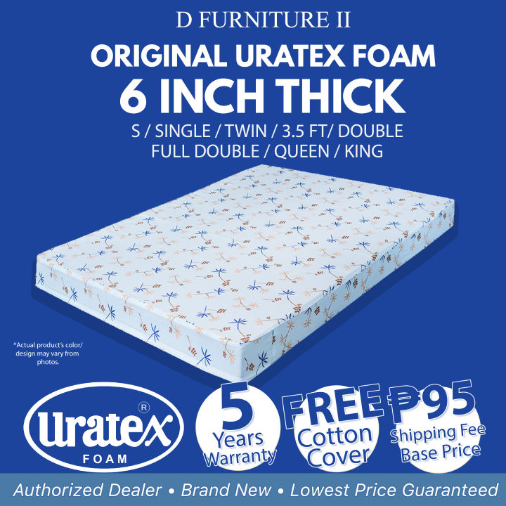 6 inches thick 100% original uratex foam mattress W cotton cover ...