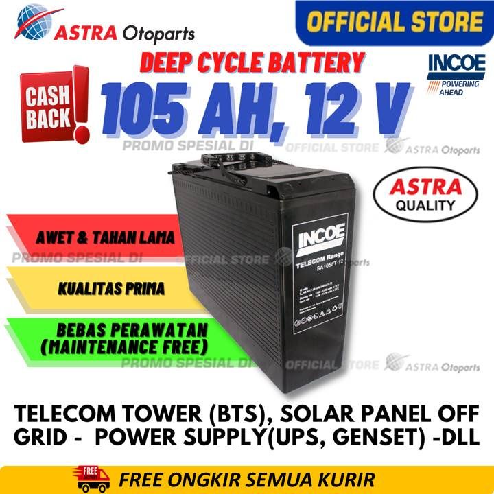 Baterai / Aki INCOE MAINTENANCE FREE 105 Ah - 12 Volt, Deep Cycle ...
