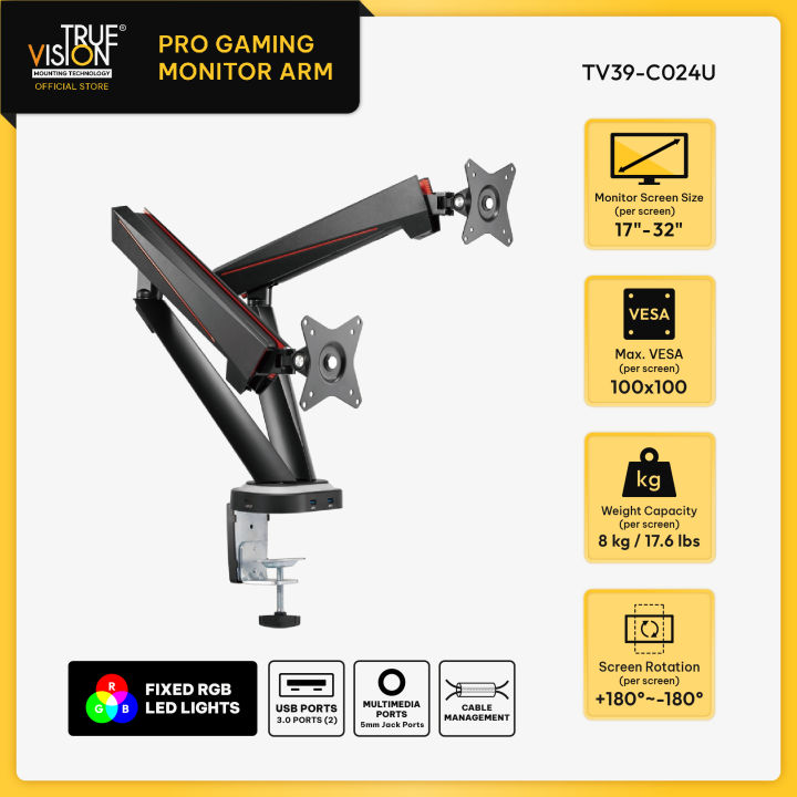True Vision Dual Pro(Monitor Arm/Monitor Mount Stand Bracket) for 17 ...