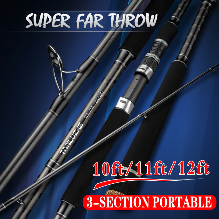 10ft/11ft/12ft 3-section portable far throw rod saltwater/freshwater ...
