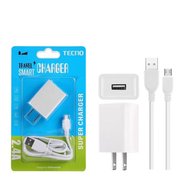 Tecno 2 in 1 travel fast charging 2.1A charger set For Android Micro ...