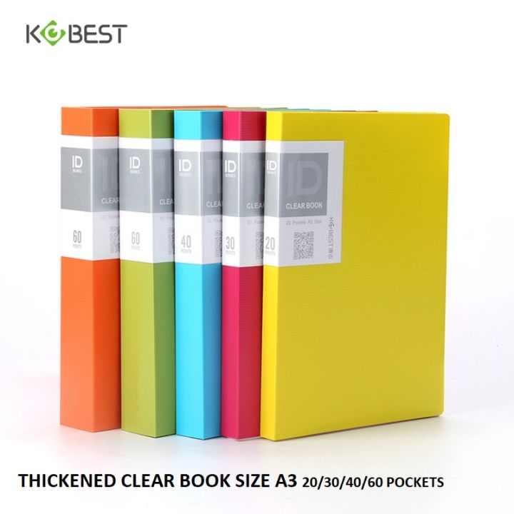 Thickened Booklet Display Book Clear Book Size A3 20/30/40/60 Pockets ...