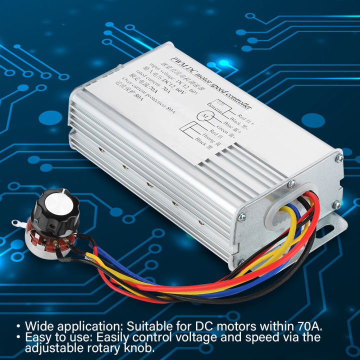 Motor Speed Controller Durable 4000W DC Motor Speed Controller Metal Current Adjust 12V-60V for ...