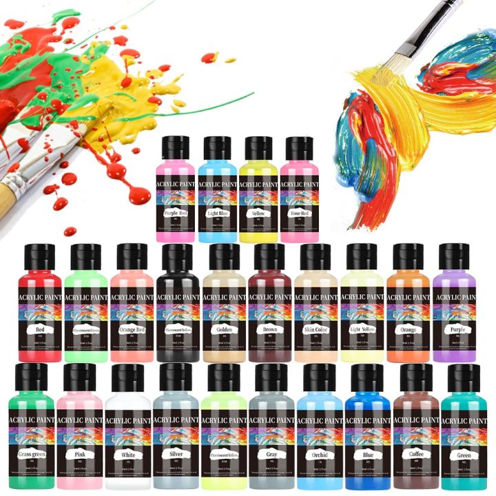 24 Colour Acrylic Paint Colors Bottled Acrylic Paint Set Paint For ...