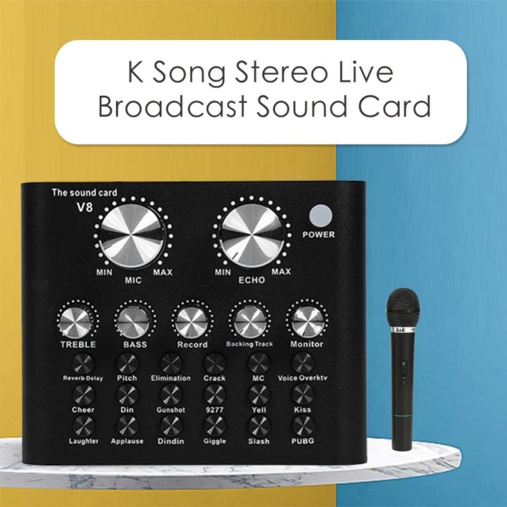 V8 Sound Card Audio Set Interface External Usb Live Microphone Sound ...