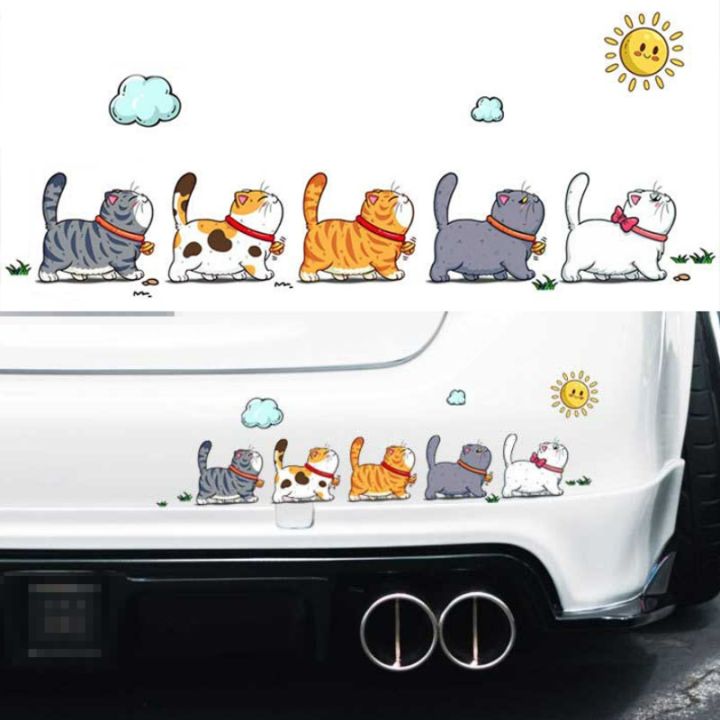 Funny Five Cats Walking Car Sticker Car Body Creative Decals Animal ...