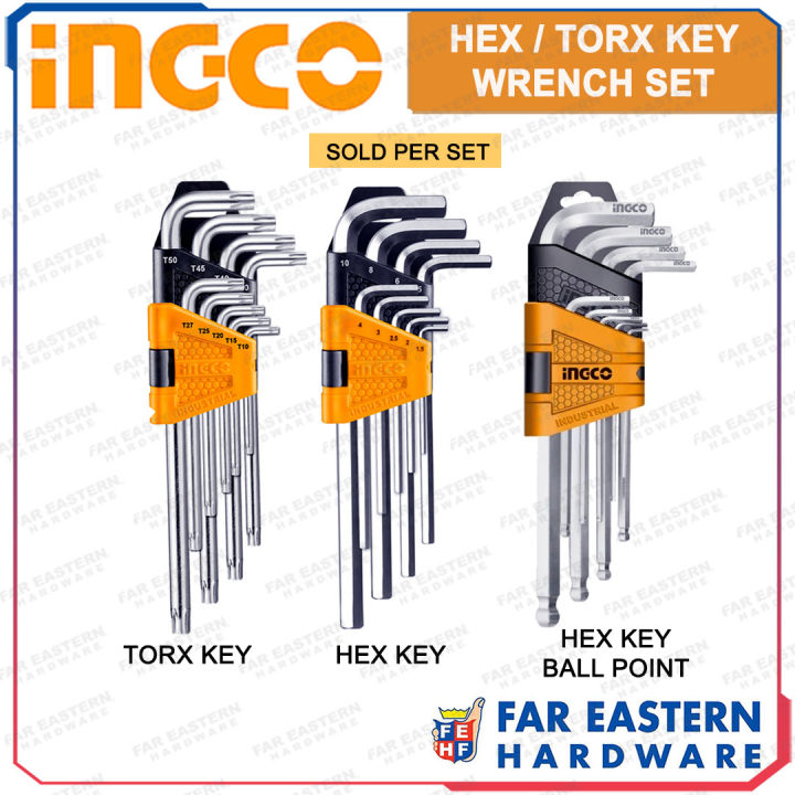 INGCO Allen Wrench Set Hex | Torx Star Key Ball Point INHT | Lazada