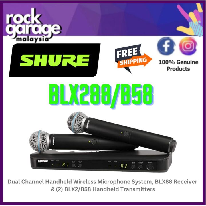 Shure BLX288/B58 Dual Channel Handheld Wireless Microphone System ...