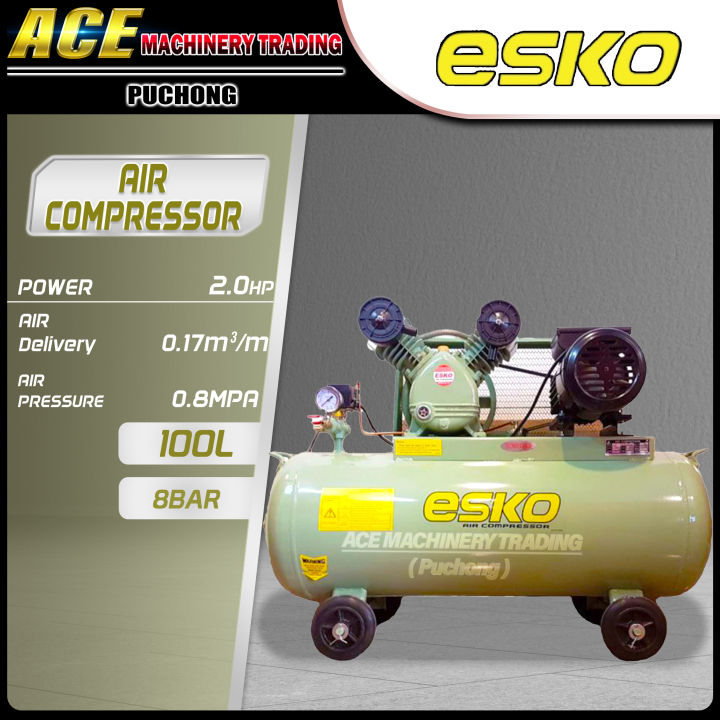 [ ESKO ] 2HP AIR COMPRESSOR EK-202 (100 LITER, 8 BAR) | Lazada