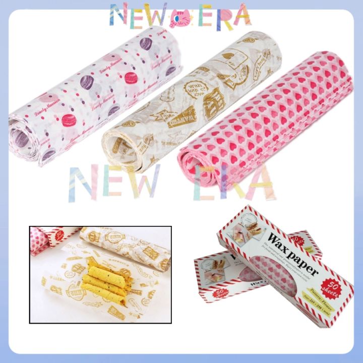 NewEra Alas Nasi Bento Kertas Roti Baking Paper Motif Kertas Burger ...