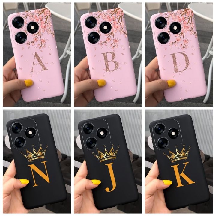 26 Crown Letter Patten Case For Tecno Spark 10 10c 10 Pro Ki7 Ki5q Ki5k Casing Cover Silicone