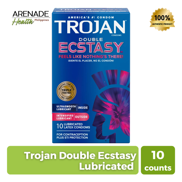 Trojan Double Ecstasy Lubricated Latex Condoms, 10 Count | Lazada PH