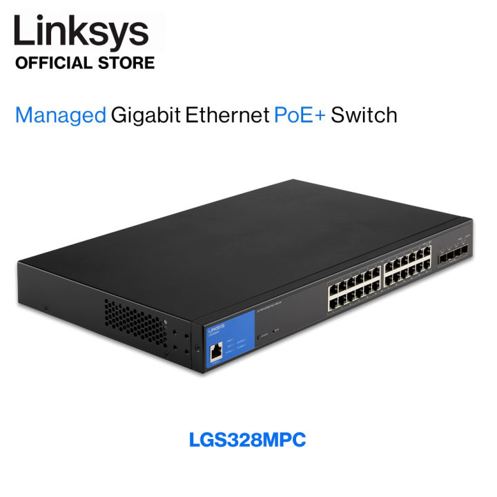 Linksys Business 24-Port Managed Gigabit PoE+ Switch With 4 10 Gb SFP ...