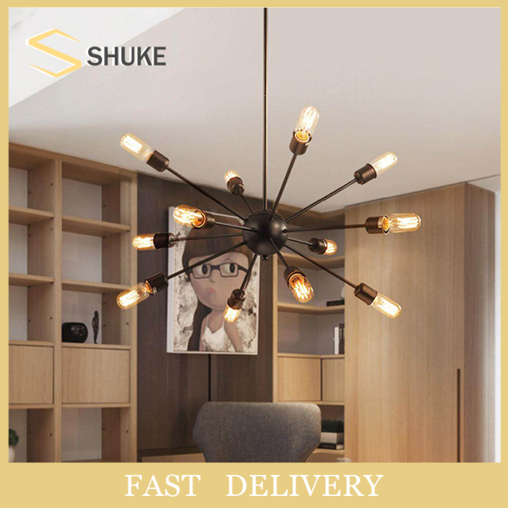 【Shuke】Nordic sputnik chandelier for dining kitchen vintage industrial ...