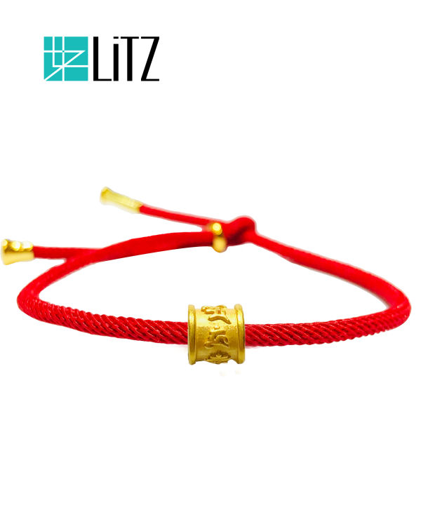 [SPECIAL] LITZ 999 (24K) Gold Six Mantra Word With Bracelet 六字真言手绳 EPC0979-B-R（0.20g+/-） | Lazada