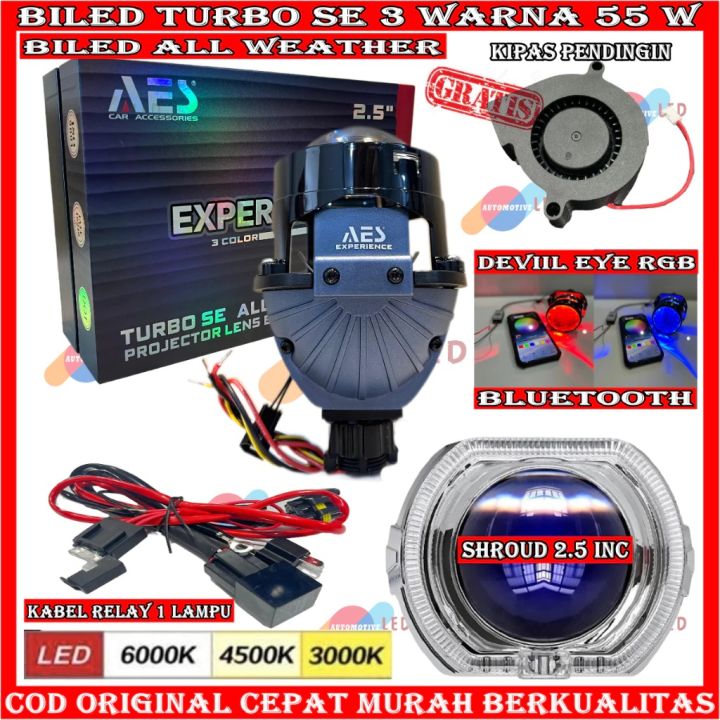 COMBO PAKET MOBIL BILED ALL WHEATHER 2,5 INCHI 55 WATT ORIGINAL AES ...
