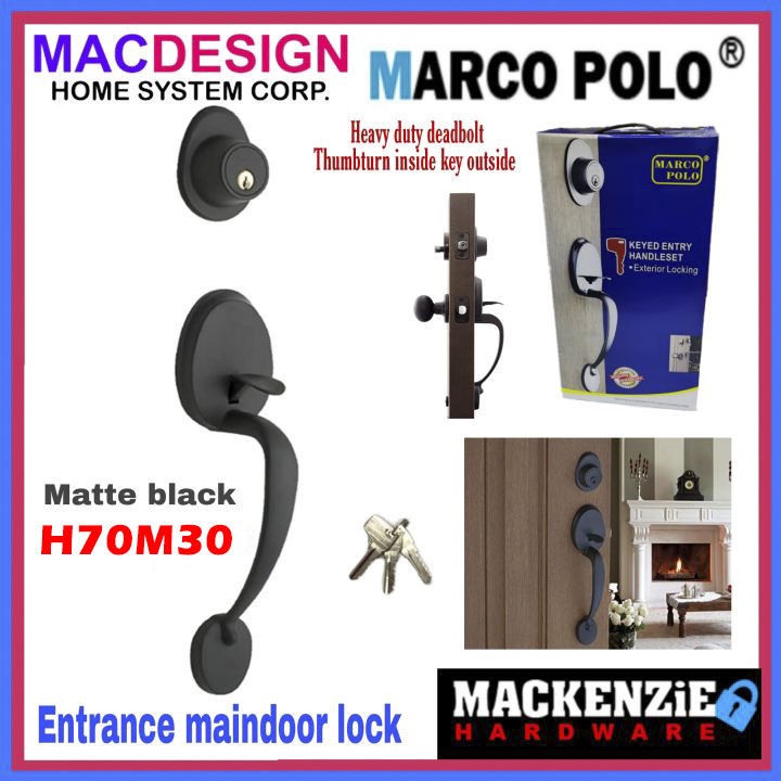 MARCO POLO H70M30 DEADBOLT MAIN DOOR ENRANCE DOOR LOCK MATTE BLACK ...