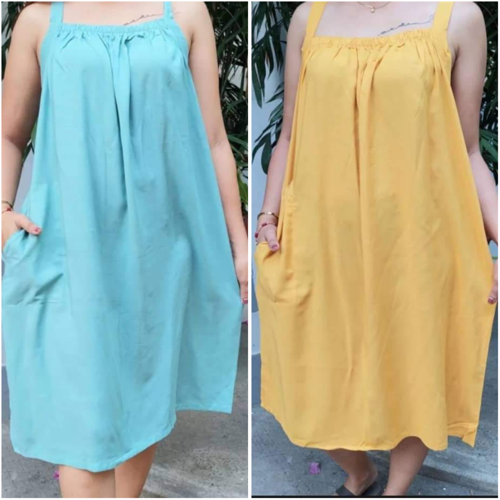 CHALLIS BIG SIZE DRESS WITH POCKET/PLUS SIZE/PLAIN FIT UP TO XXL | Lazada PH