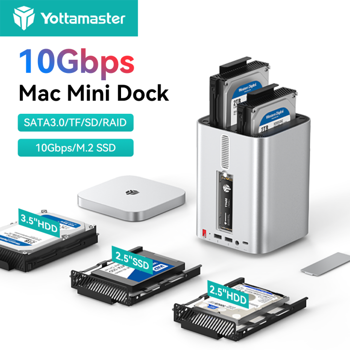 Yottamaster Aluminum Alloy Mini Tower Dock 10Gbps M.2 NVMe SATA USB Hub ...