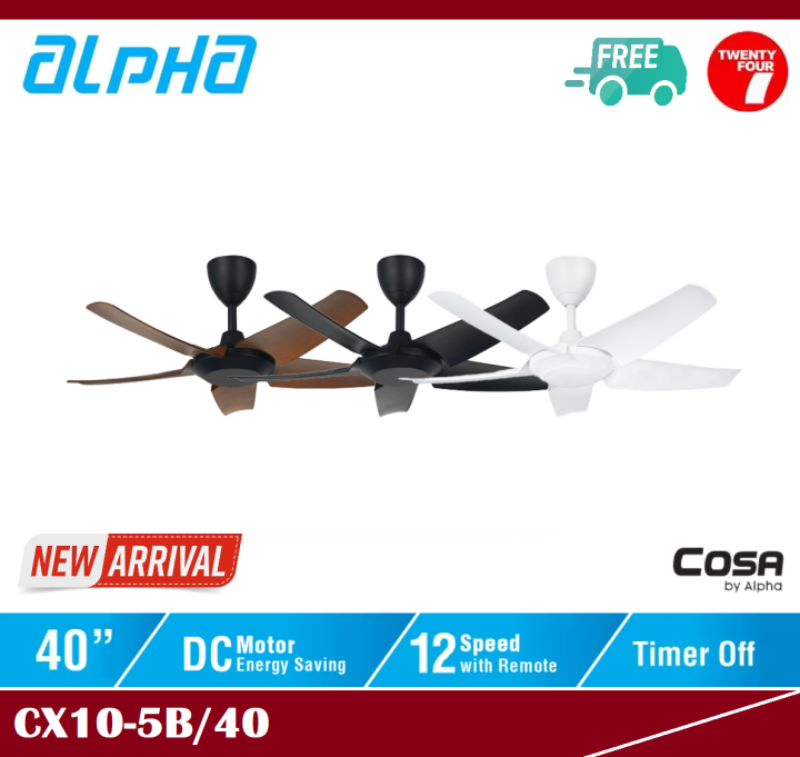 ALPHA Cosa - CX10 5B 40 Inch DC Motor Ceiling Fan with 5 Blades (12 Speed Remote) CX10-5B/40 ...