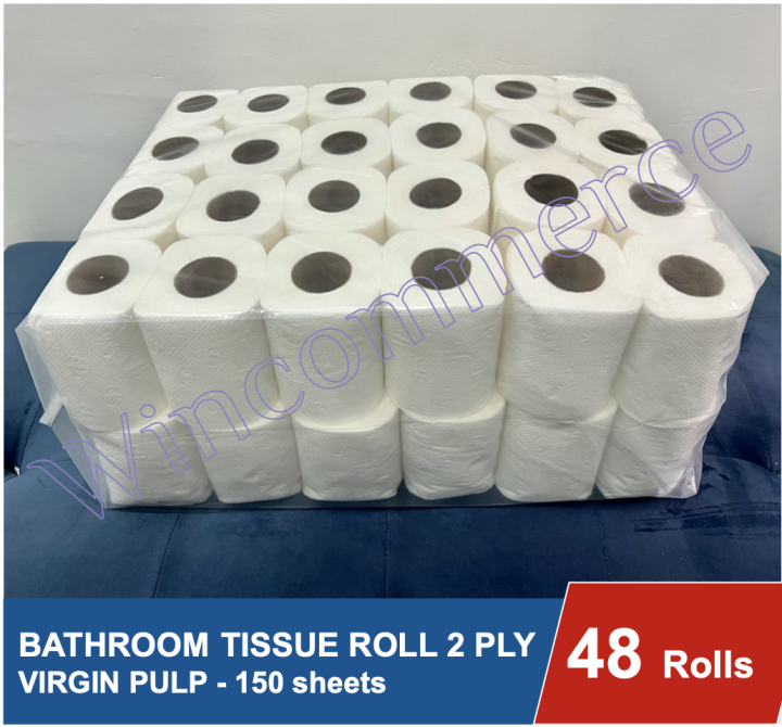 48 ROLLS VIRGIN PULP Bathroom Tissue 2 ply 300 sheets WHITE & THICK ...