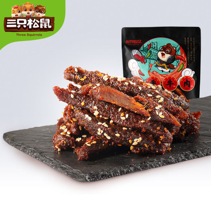 【Three Squirrels Sichuan Spicy Beef 100g 】Spicy Beef Snacks Delicious ...