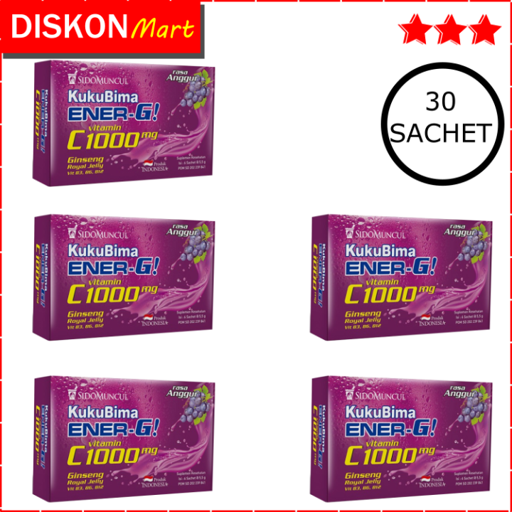 30 SACHET KUKU BIMA ENER-G RASA ANGGUR + VITAMIN C 1000MG SIDOMUNCUL ...