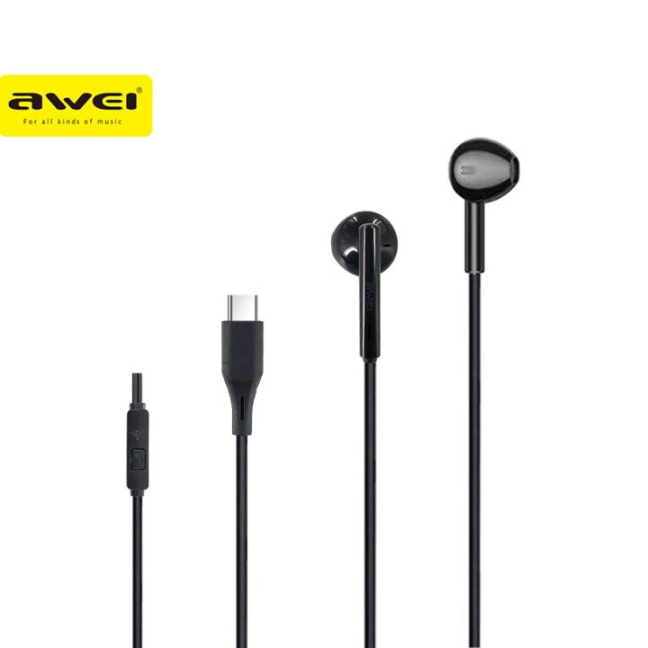 Awei PC-1T Semi In-Ear Earphones Type C Analog Interface Earphone Mini ...