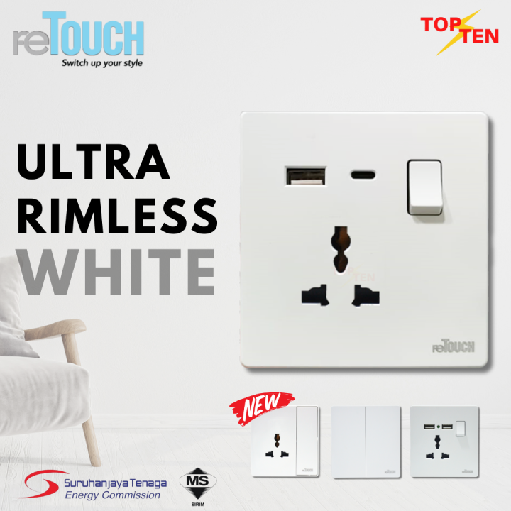 Retouch Ultra Rimless Switch Socket With SIRIM Approval Modern Slim ...