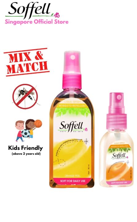 SOFFELL Orange Peel Scented Mosquito Repellent 80 MLx1unit + 30MLx1unit ...