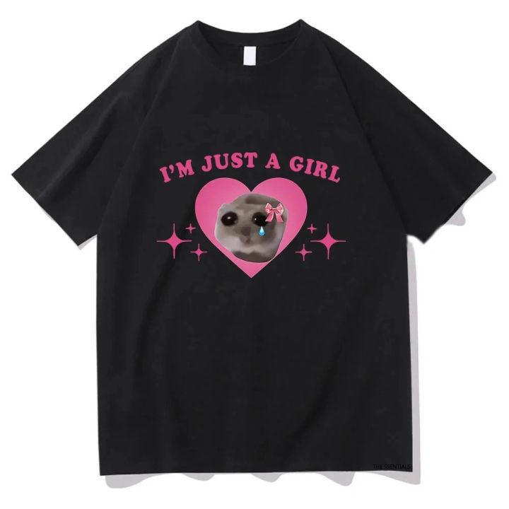 Sad Hamster Meme I'm Just A Girl 2025 Summer Hot-selling Printed Cotton ...