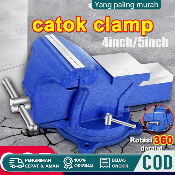 Catok Paron Ragum Bench Vice Tanggem Meja Putar Bais Besi 4 Inci Vise ...