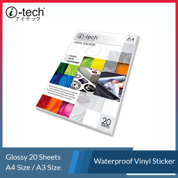 i-tech Vinyl Sticker Waterproof Glossy A3 Sticker Paper Size A4 Matte ...