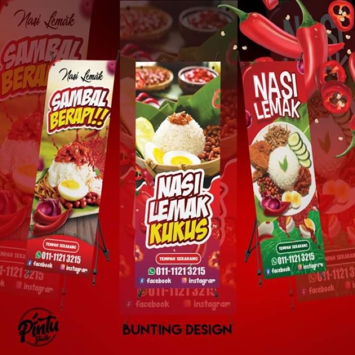 Bunting Nasi Lemak1 PCS/Poster Gegantung Nasi Lemak Kukus/Food Poster ...
