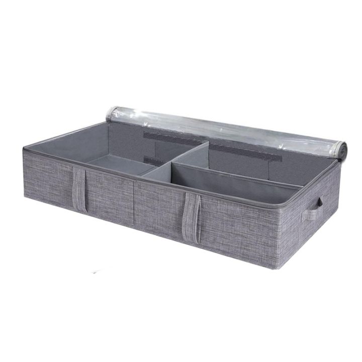 50L Under Bed Storage Box with Lid, Foldable Linen Storage Box with ...