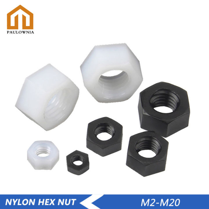 M2 M2.5 M3 M4 M5 M6 M8 M10 M12 M14 M16 M18 M20 Black White Transparent Nylon Hex Nut Hexagon ...