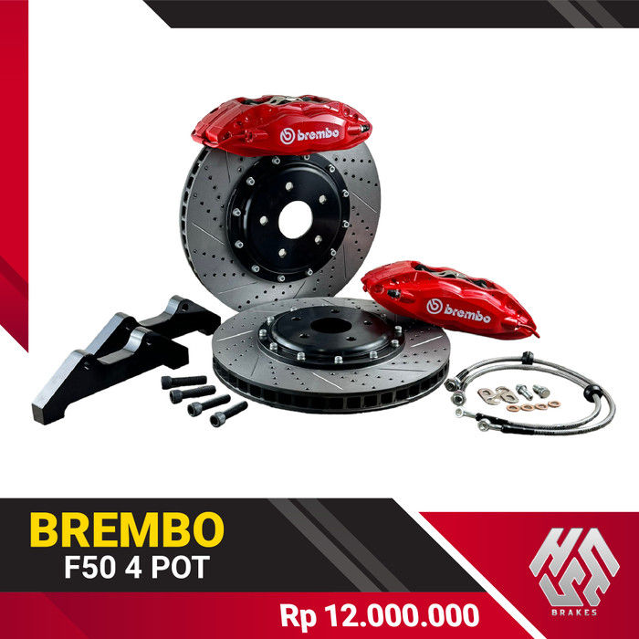 PROMO- BIG BRAKE KIT REM DISC BBK BREMBO F50 4 POT INCLUDE BRAKET PNP ...