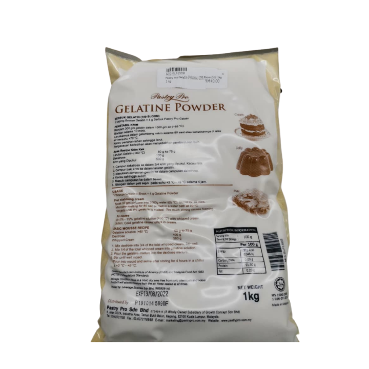 Gelatin Powder, 150 Bloom, Halal, 1kg | Lazada