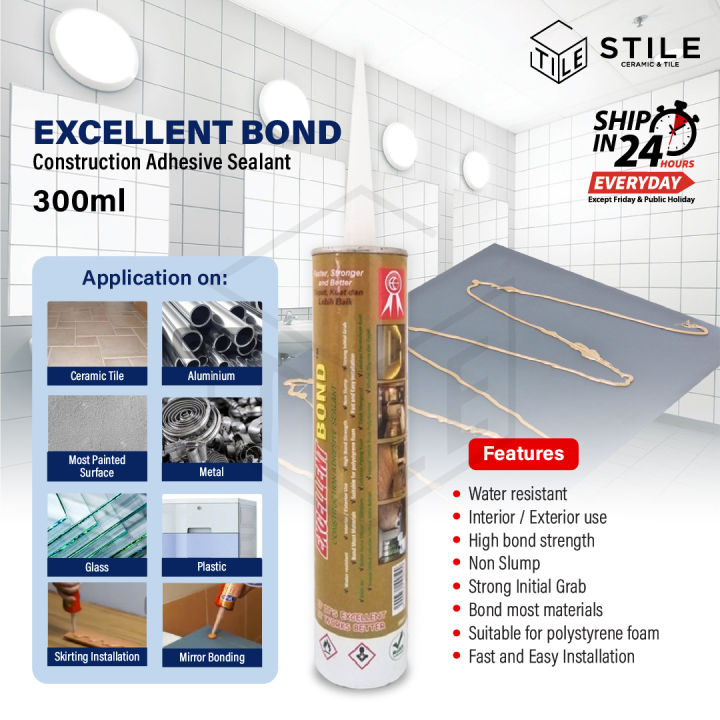 EXCELLENT BOND Construction Adhesive Sealant 300ml X-Bond X'traseal V ...