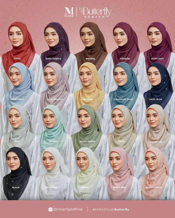 MInaz Hijab Butterfly Series Plain Batu 2024 | Lazada