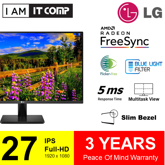 LG 27 Inch 27MP500B / 27MP500-B Full HD IPS Monitor with Adaptive-Sync ...