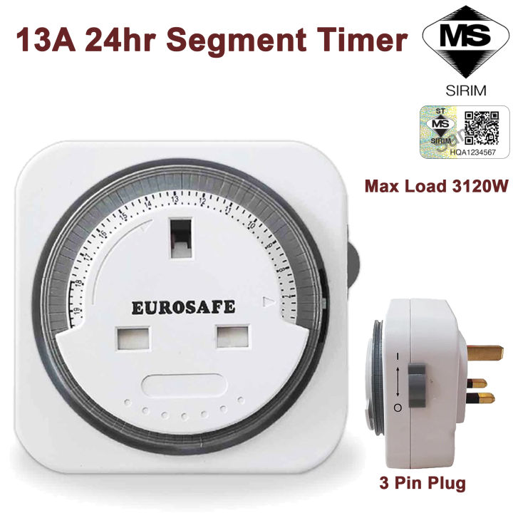3H Eurosafe Suis Pemasa 13A Segment Plug In/Analog 24 Jam - Timer ...