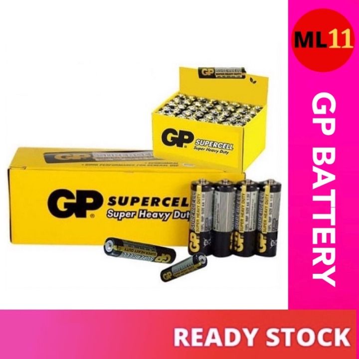 [GENUINE] GP BATTERY AAA / AA Battery / Bateri GP Supercell Batteries 1.5V Carbon Zinc Battery ...