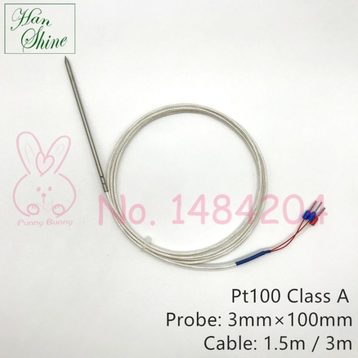 [HOT] Pt100 Class A Temperature Sensor 3mm * 100mm Needle Tip 3 Wire ...