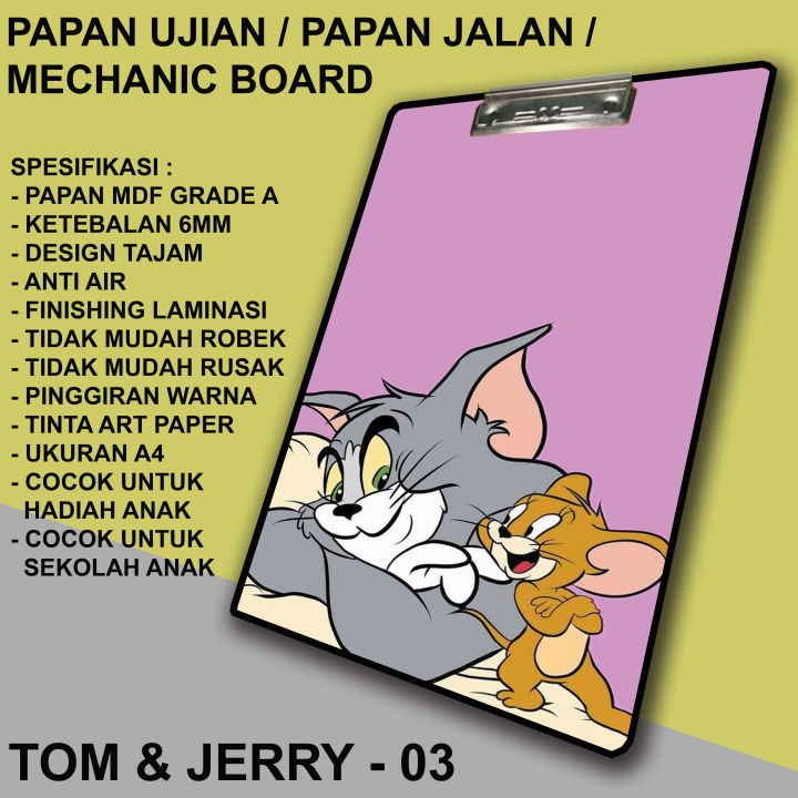 PAPAN UJIAN MOTIF TOM AND JERRY BONUS ALAT TULIS / PAPAN JALAN / PAPAN ...