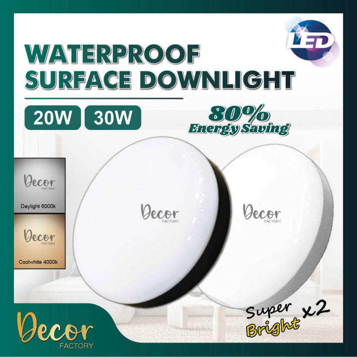 SOVER Waterproof LED Ceiling Light 20W 30W Round Surface Downlight 7" 9 ...