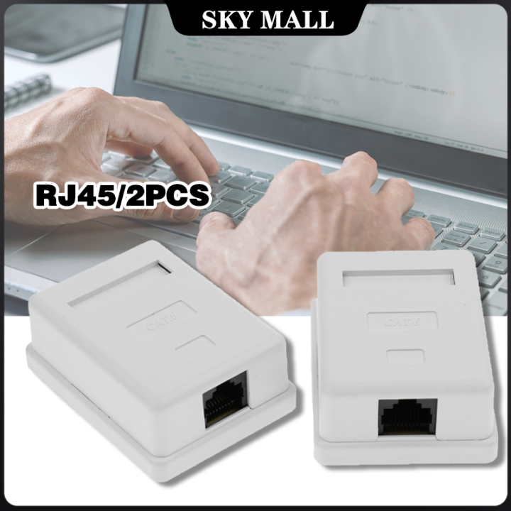 2Pcs 1-Port Wall Surface or Desktop Mount Compact Box RJ45 Network ...
